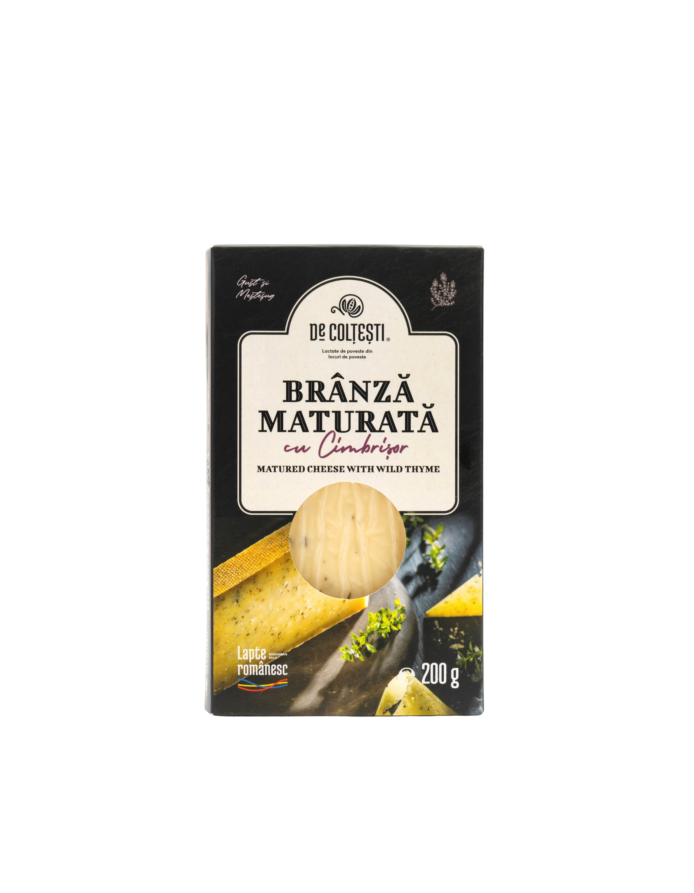 Brânză Maturată cu Cimbrișor 200g – De Colțești SRL